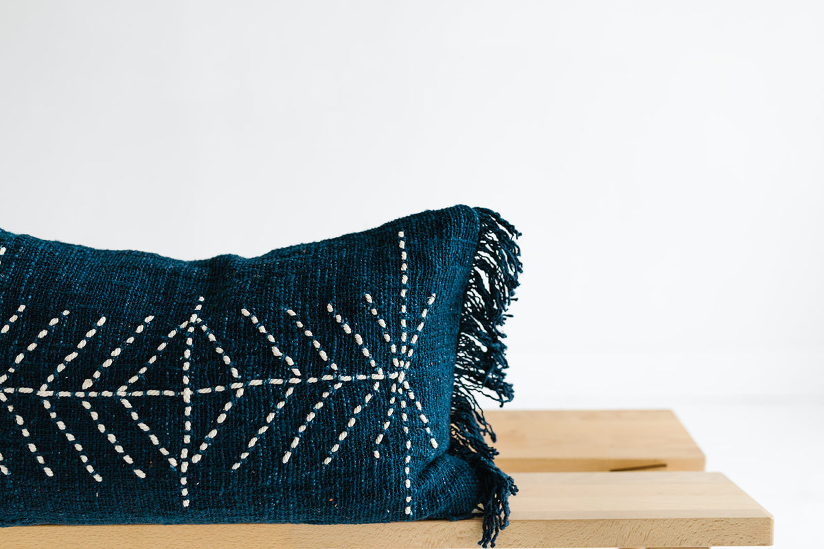 Panah Navy | Handmade throw pillows and blankets | The Global Stitch