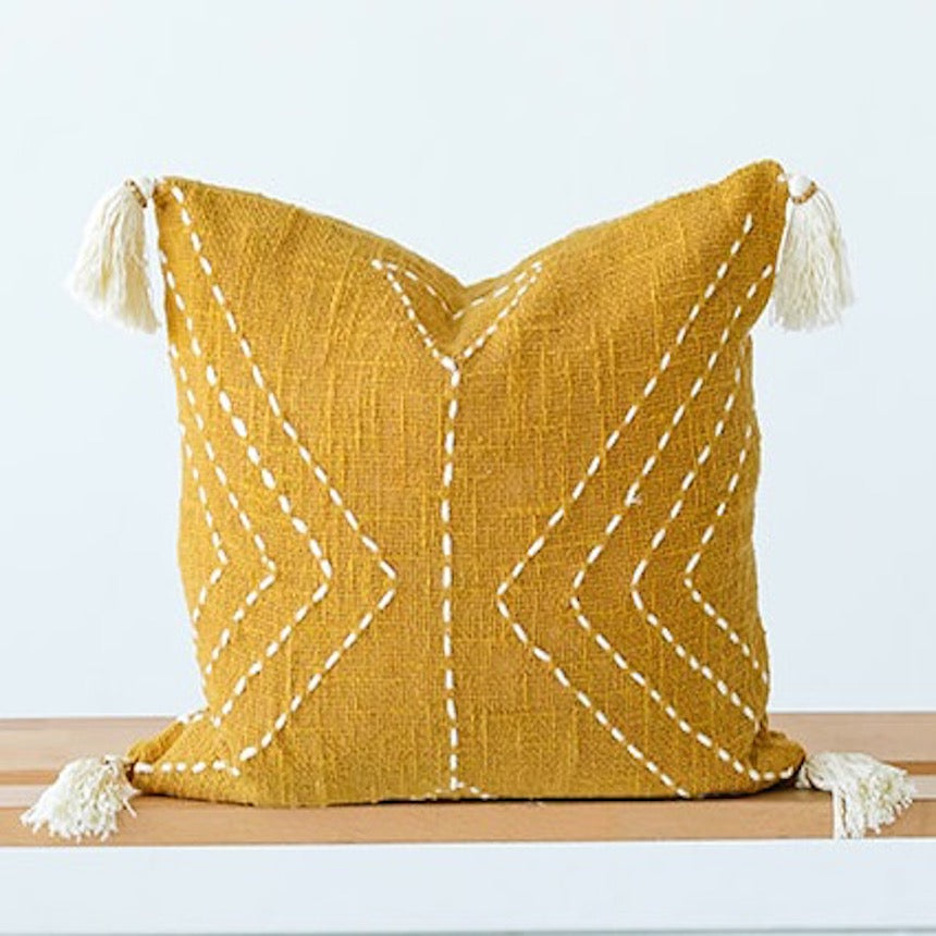 Gili Mustard | Handmade throw pillows and blankets | The Global Stitch